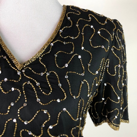 JMD | Dresses | Jmd New York Hand Made Sequin Dress Black Gold | Poshmark